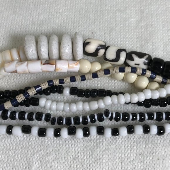 Estate | Jewelry | Serefina 7 Strand Black White Beaded Bracelet W ...